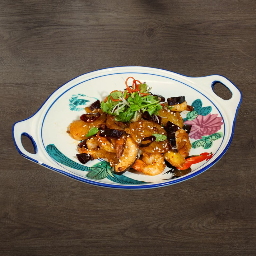 Mala Potato with Mushroom & Onion Dish