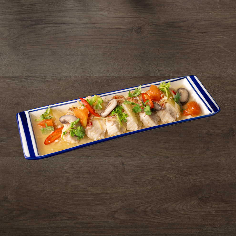 Teochew Style Steamed Fish Fillet with Tofu & Mushroom